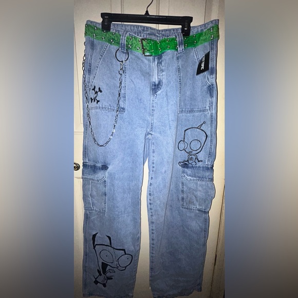 Nickelodeon | Jeans | Invader Zim Wide Leg Belt Pants | Poshmark